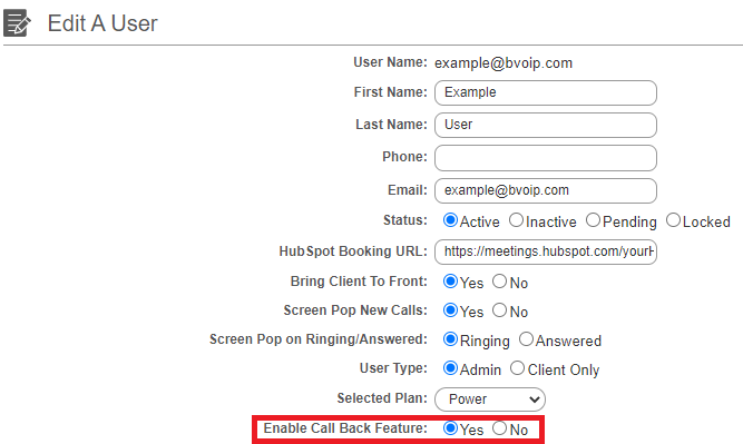 User Callback Tool - 1Stream
